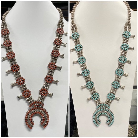 GOTTROCKS | Jewelry | Double Squash Blossom Necklace Of Turquoise And ...